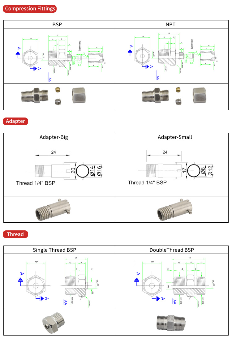 Adapter & Bayonet & Pot, thermocouple wire, thermocouple bare wire ...